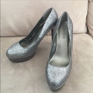 Guess | Shoes | Guess Silver Glitter Sparkle Stiletto Highheel 65 ...